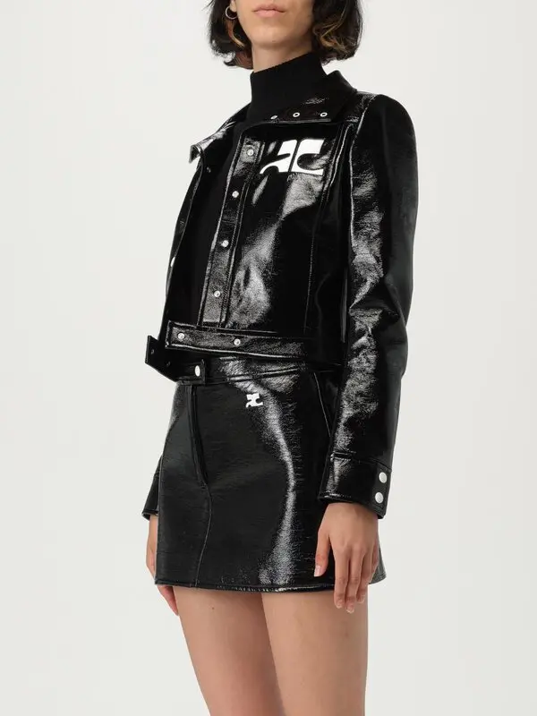 COURREGES Cropped Glossy Finish Jacket