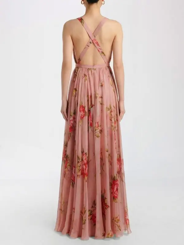 Dolce & Gabbana Floral Print Chiffon Maxi Dress