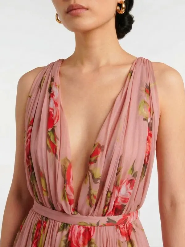 Dolce & Gabbana Floral Print Chiffon Maxi Dress