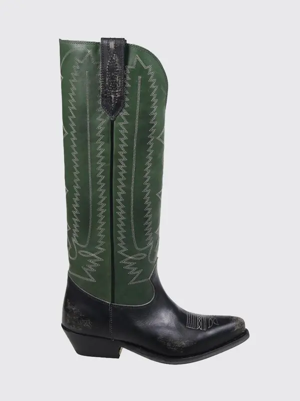 GOLDEN GOOSE Wish Star Embroidered Knee-high Leather Boots - Green