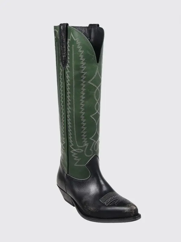 GOLDEN GOOSE Wish Star Embroidered Knee-high Leather Boots - Green