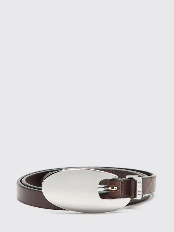 DIESEL® Leather Belt With Silver-tone Buckle