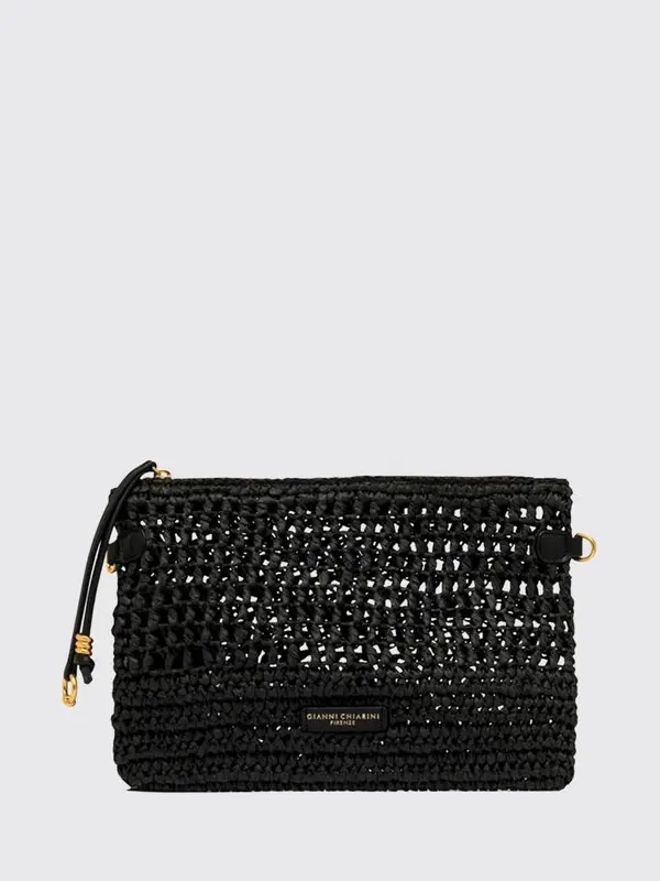 GIANNI CHIARINI Raffia Clutch Bag - Black