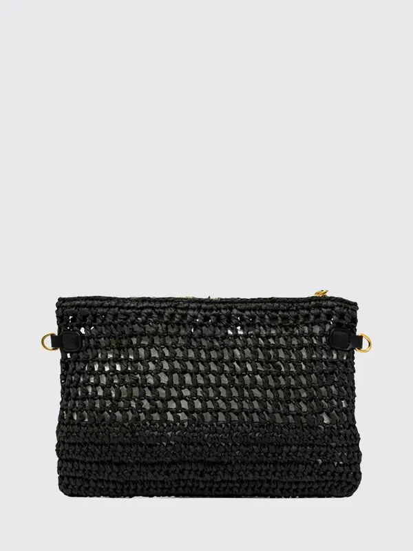 GIANNI CHIARINI Raffia Clutch Bag - Black