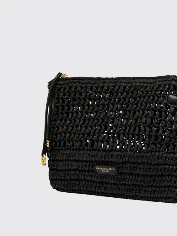 GIANNI CHIARINI Raffia Clutch Bag - Black