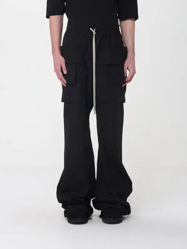 Rick Owens Cotton Flared Cargo Trousers - Black