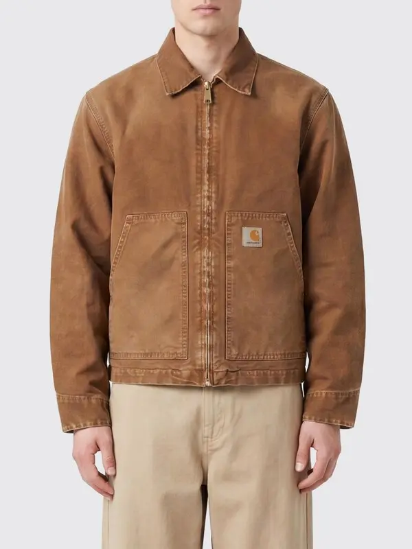 Carhartt Work In Progress Og Arcan Cotton Shirt Jacket With Zip And Patch Pockets - Brown