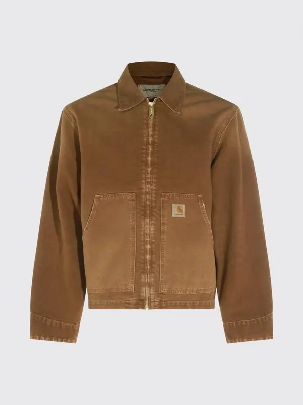 Carhartt Work In Progress Og Arcan Cotton Shirt Jacket With Zip And Patch Pockets - Brown