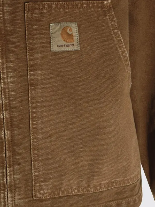Carhartt Work In Progress Og Arcan Cotton Shirt Jacket With Zip And Patch Pockets - Brown