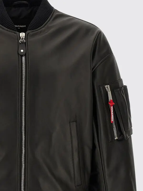 Dsquared2 Leather Bomber Jacket