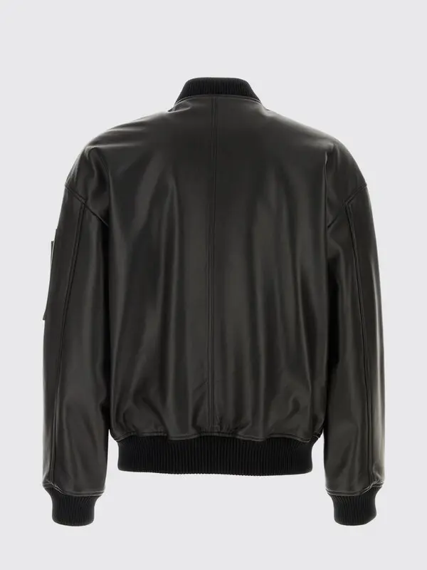 Dsquared2 Smooth Leather Bomber Jacket With Dropped Shoulders