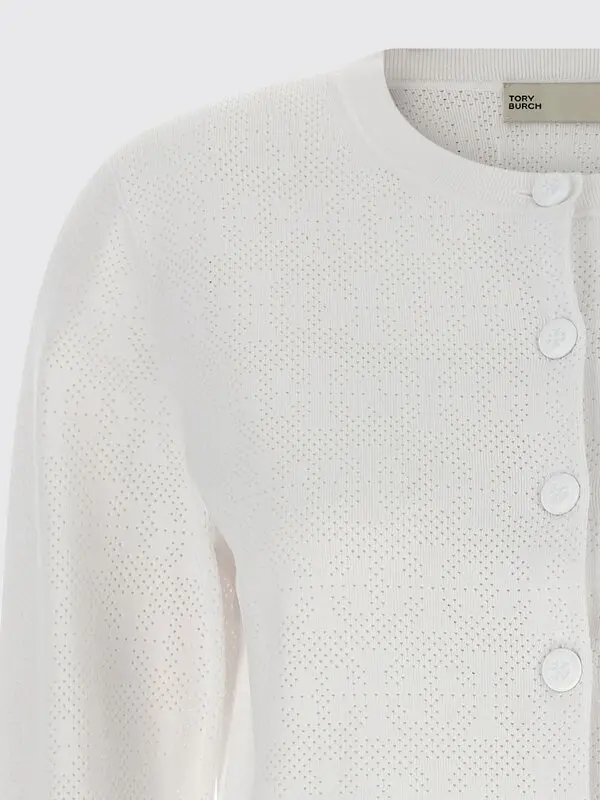 Tory Burch Viscose Blend Cardigan With Double T Logo