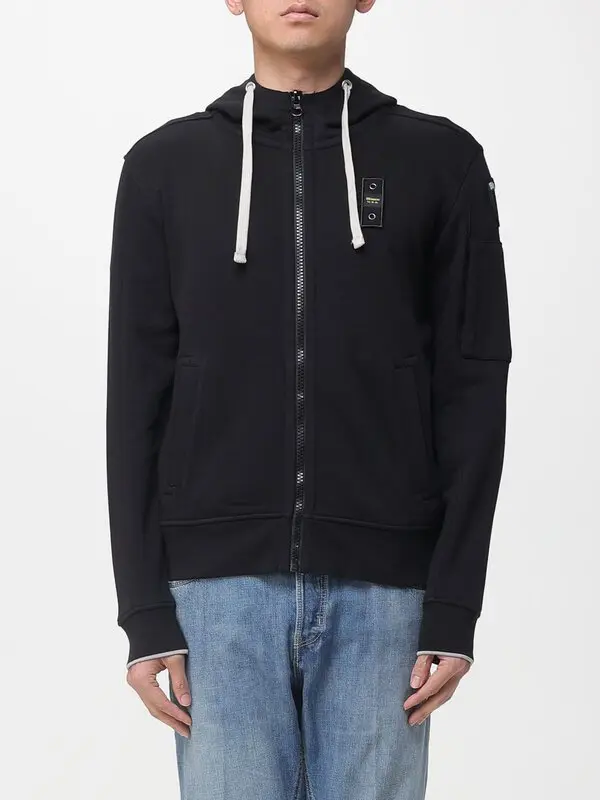 BLAUER. Cotton Zip-up Hoodie With Logo