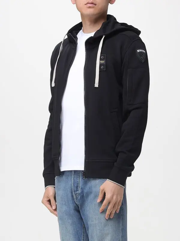 BLAUER. Cotton Zip-up Hoodie With Logo