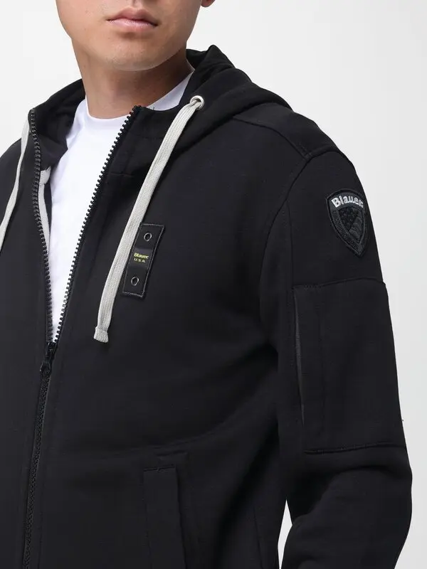 BLAUER. Cotton Zip-up Hoodie With Logo