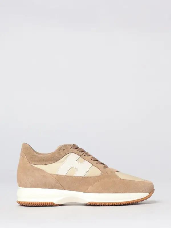 Hogan Interactive Sneakers In Suede And Nylon - Beige