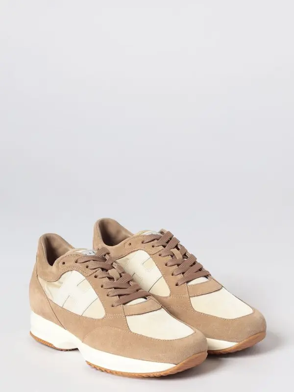 Hogan Interactive Sneakers In Suede And Nylon - Beige