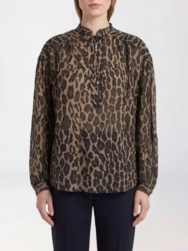 BAZAR DELUXE Printed Viscose Blouse - Beige