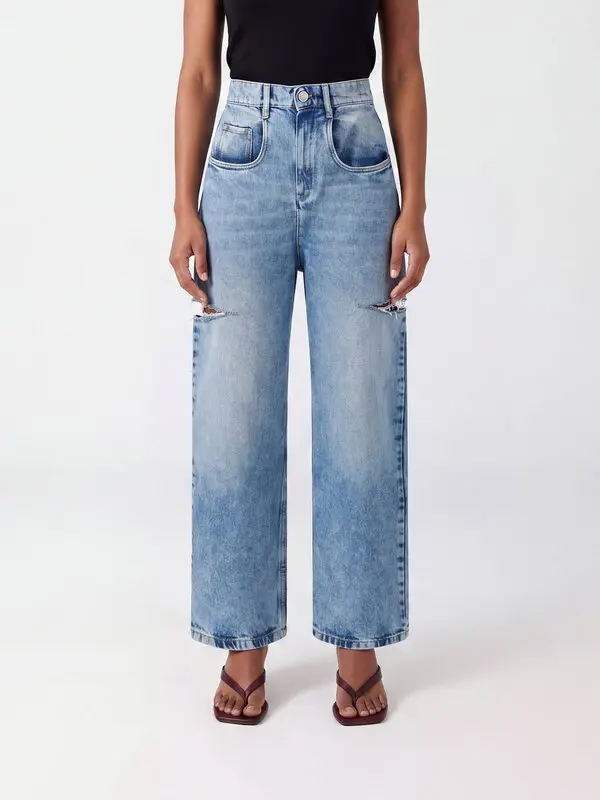 MAISON MARGIELA Straight Leg Jeans With Knee Slits - Denim
