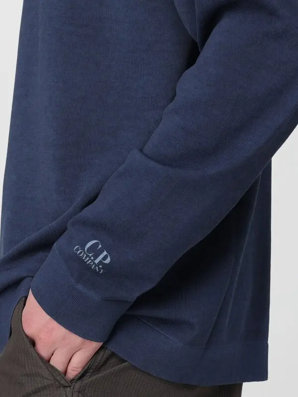 C.P. COMPANY Crew Neck Long Sleeve Cotton Sweater - Blue