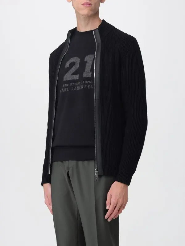 Karl Lagerfeld Ribbed Knit Zip-up Jacket
