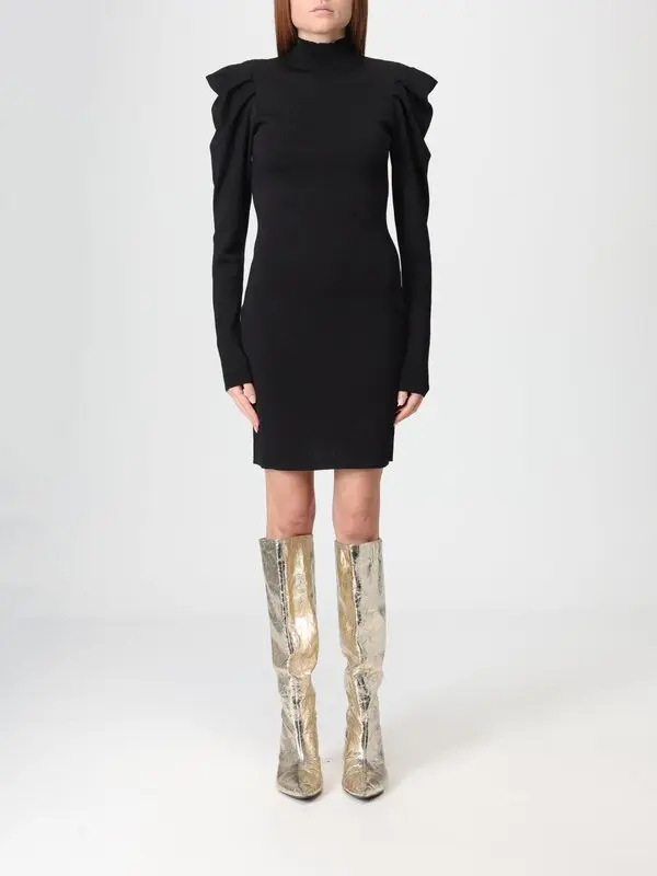 TWINSET High Neck Mini Dress With Puff Sleeves And Open Back Detail