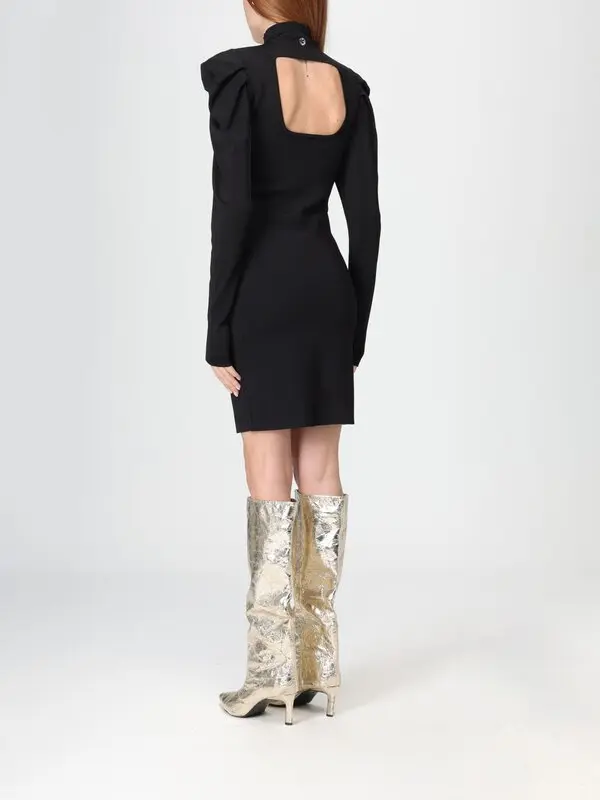 TWINSET High Neck Mini Dress With Puff Sleeves And Open Back Detail