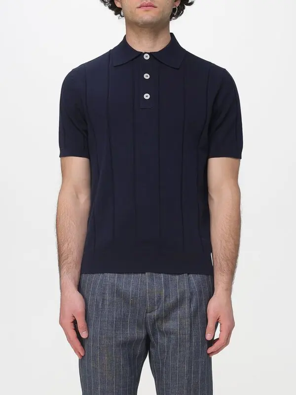 MANUEL RITZ Cotton Knit Polo Shirt - Blue