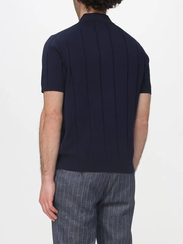 MANUEL RITZ Cotton Knit Polo Shirt - Blue