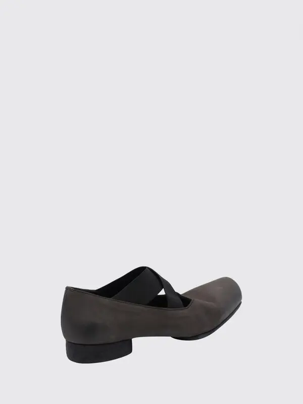 UMA WANG Square Toe Leather Mary Jane Flats With Elasticated Laces - Brown
