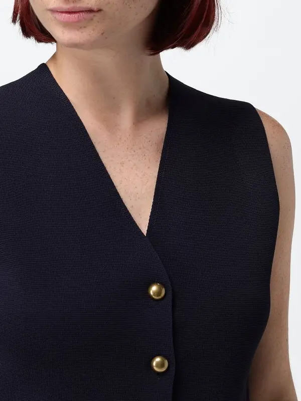 Max Mara Fuggito Single-breasted Slim Fit Tailored Vest - Navy
