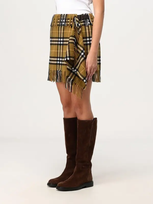 Burberry Plaid Mini Skirt With Fringe Detail