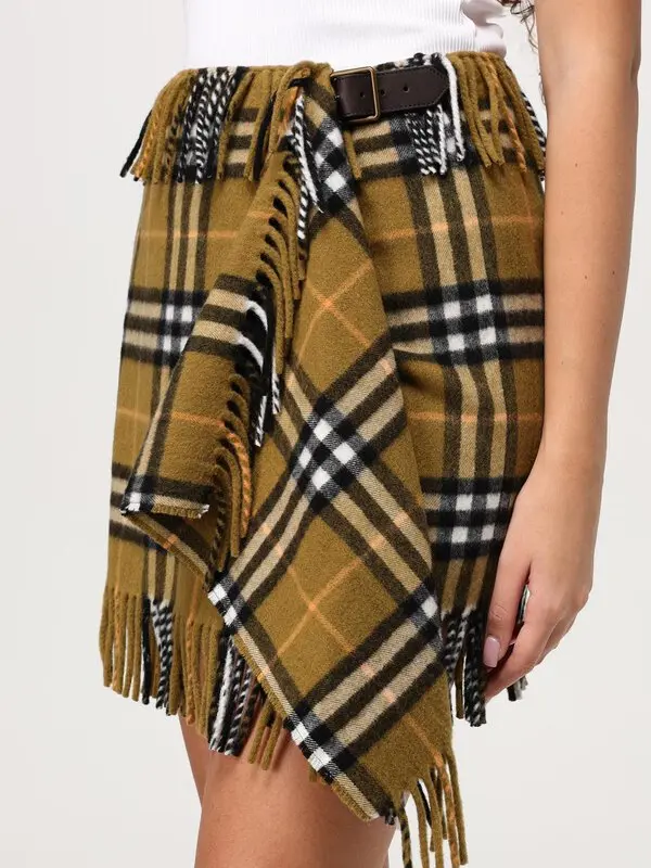 Burberry Plaid Mini Skirt With Fringe Detail