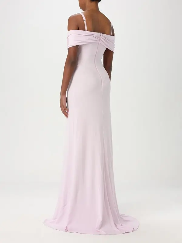 Elisabetta Franchi Off-the-shoulder Draped Gown With Slits - Quartz