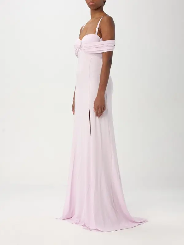 Elisabetta Franchi Off-the-shoulder Draped Gown With Slits - Quartz