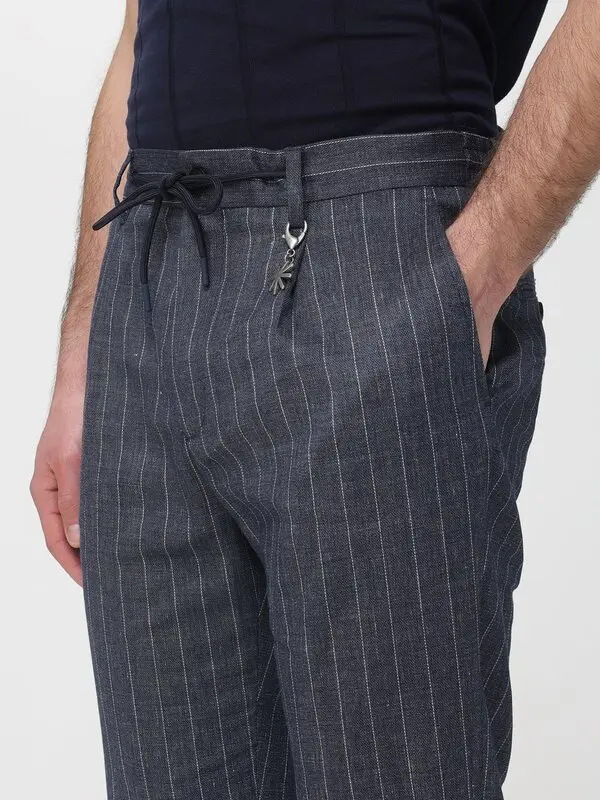 MANUEL RITZ Striped Linen Blend Drawstring Trousers