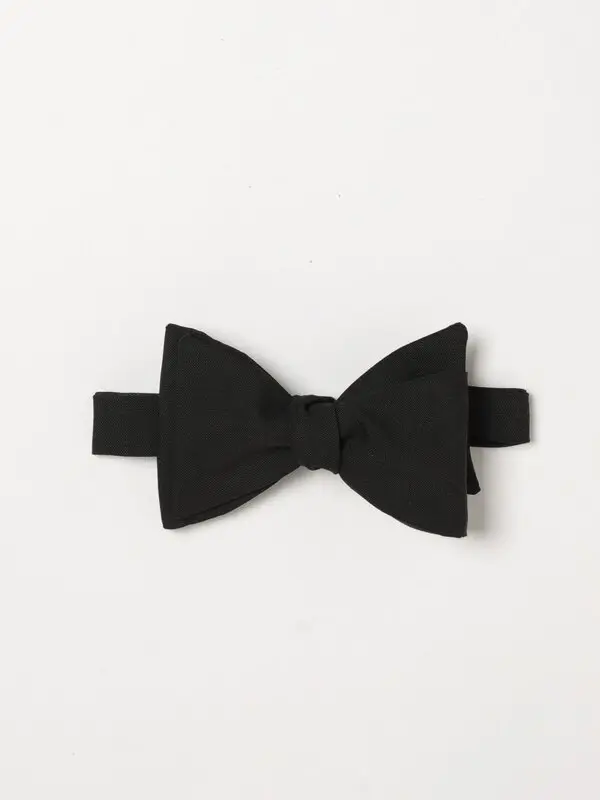 LARDINI Shaved Mohair Wool Bow Tie - Black