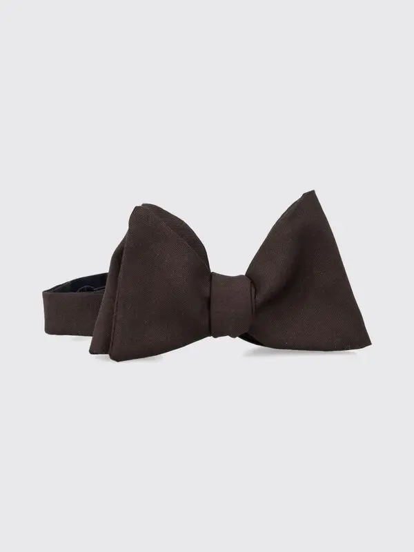 LARDINI Shaved Mohair Wool Bow Tie - Brown