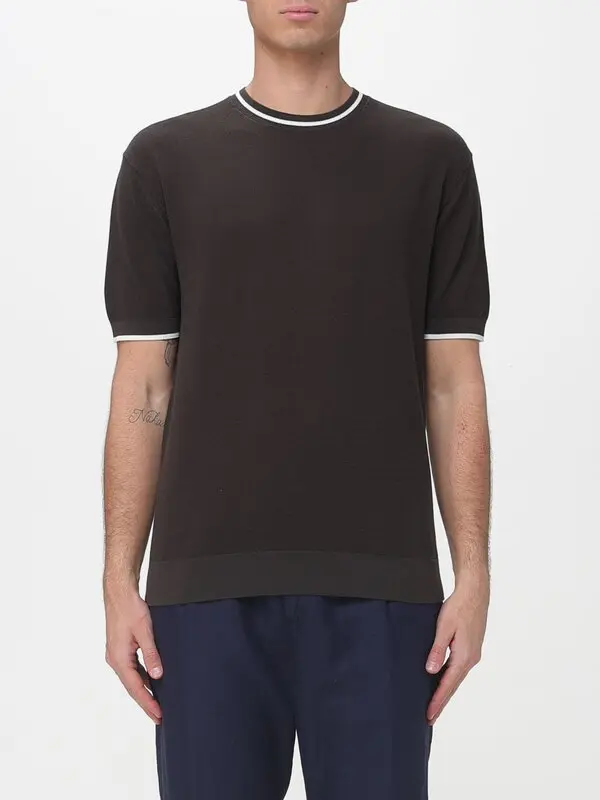 PAOLO PECORA Cotton Crew Neck Pullover - Brown