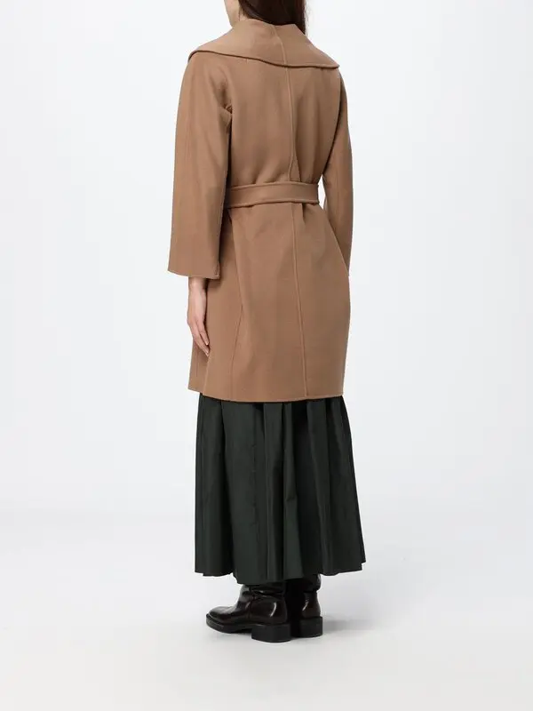 Max Mara Belted Virgin Wool Robe Coat With Shawl Collar - Camel