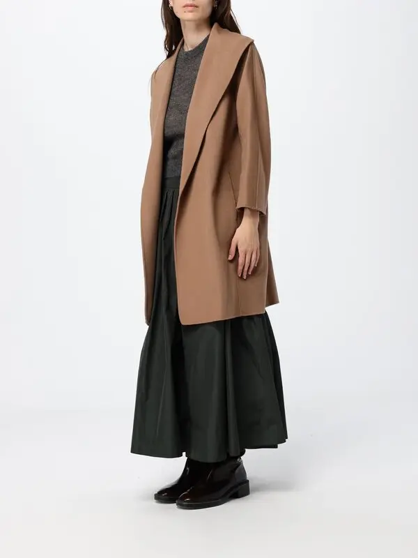 Max Mara Belted Virgin Wool Robe Coat With Shawl Collar - Camel