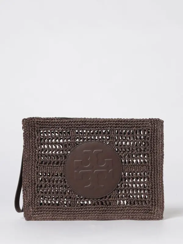 Tory Burch Ella Crochet Raffia Clutch - Brown