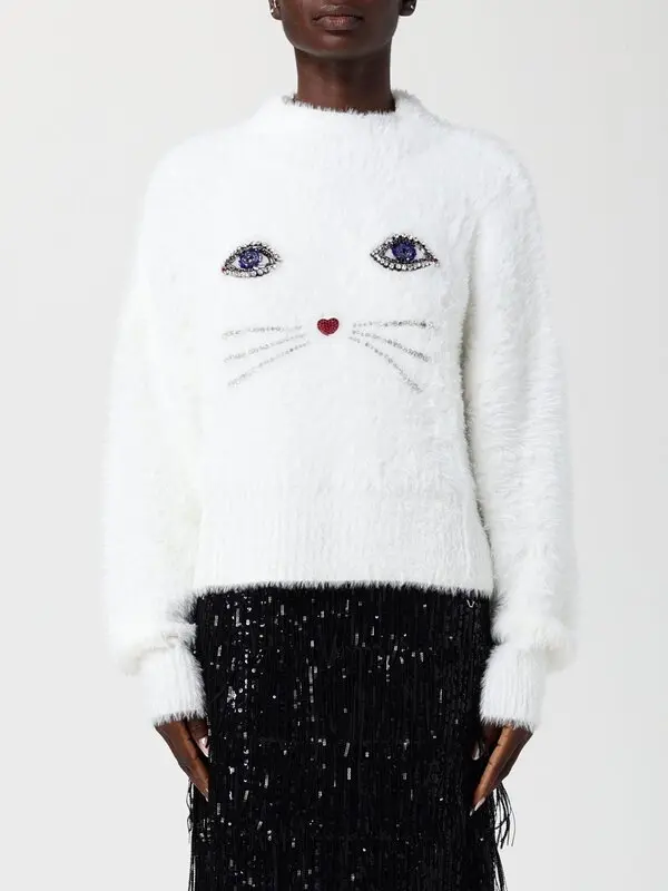 Karl Lagerfeld Embellished Cat Face Jumper