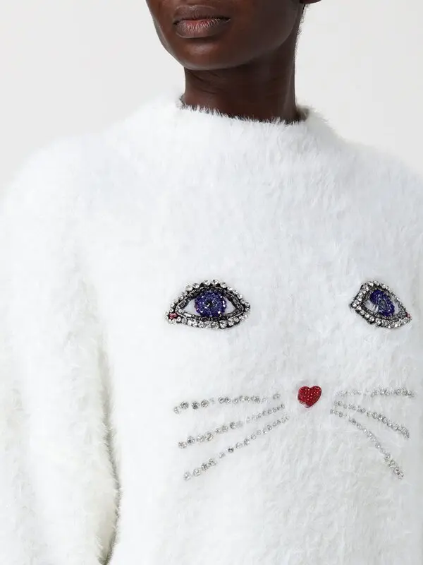 Karl Lagerfeld Embellished Cat Face Jumper