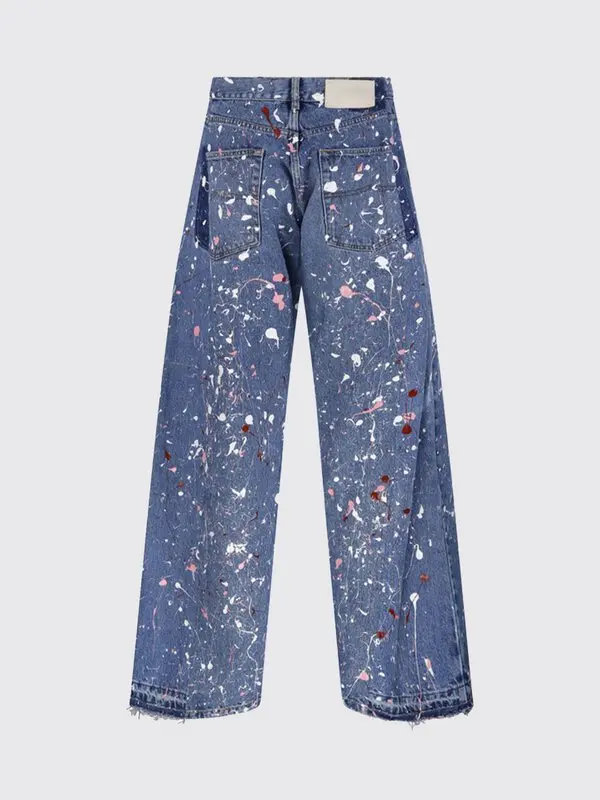 E.L.V. DENIM Abstract Pattern Straight Leg Jeans
