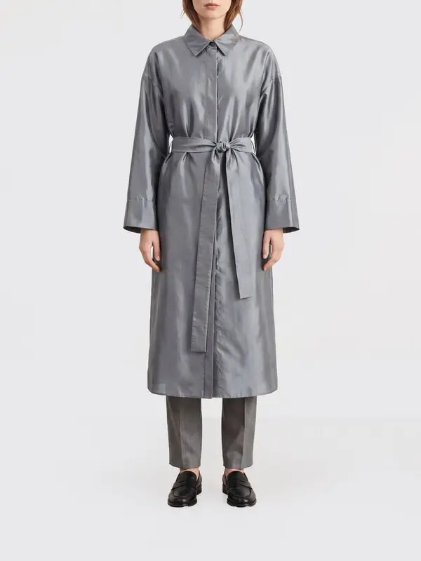 Max Mara Silk Blend Satin Chemisier Dress - Blue