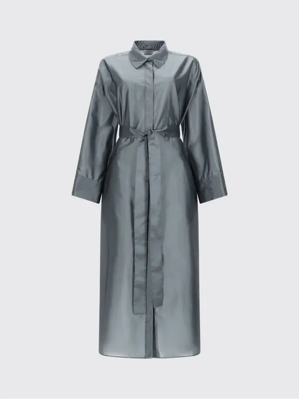 Max Mara Silk Blend Satin Chemisier Dress - Blue