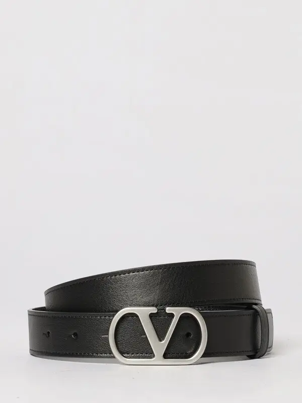 Valentino Garavani Vlogo Signature Leather Belt - Black