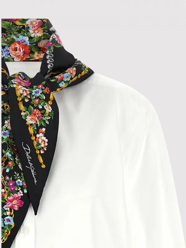 Dolce & Gabbana Cotton And Silk Shirt With Embroidered Collar