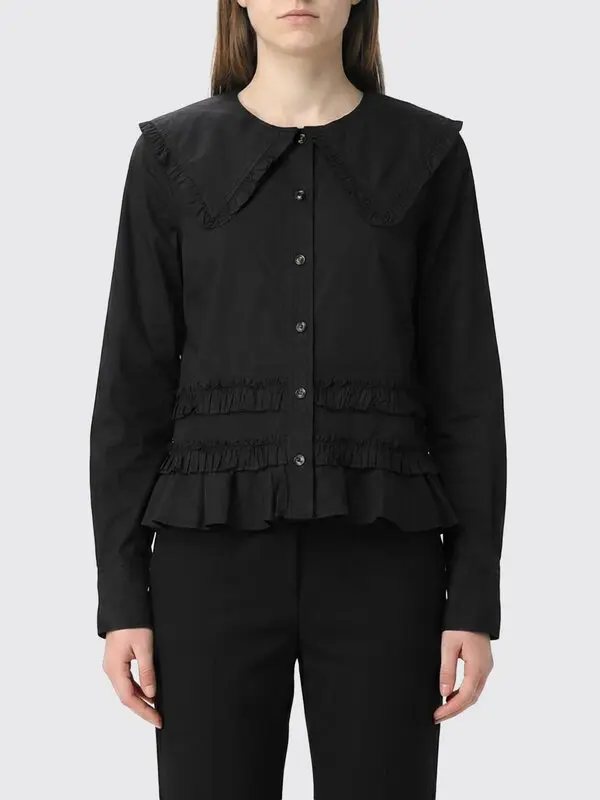 GANNI Cotton Shirt - Black